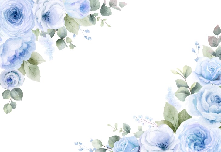 Blue Watercolor Flower Corner Blue Flowers Corner Watercolor Vector