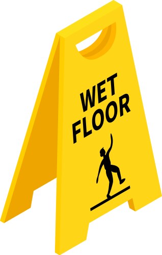 3d plastic wet floor sign isolated on white Vector Image