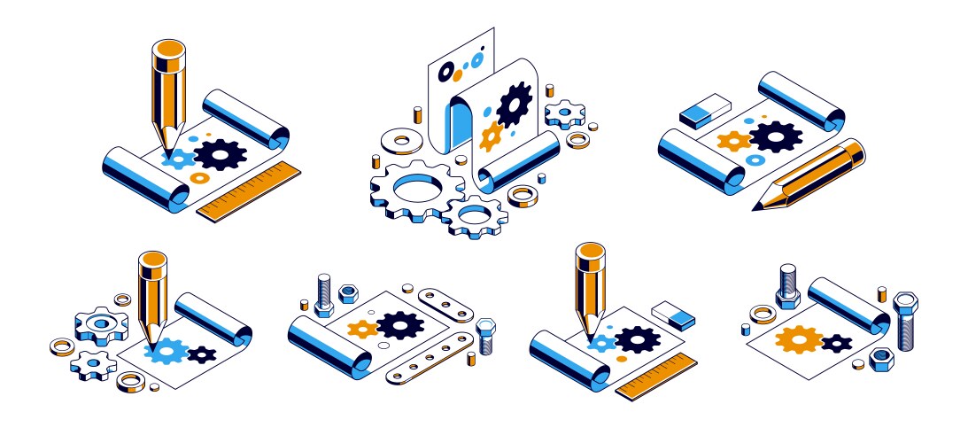 Mechanical engineering project concept engine Vector Image