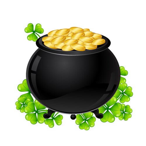 Saint patricks day pot of gold cartoon clipart Vector Image