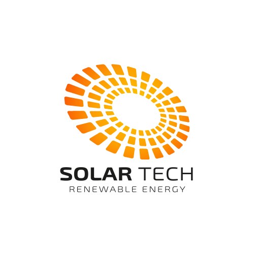 Sun energy solar panels logo house and template Vector Image