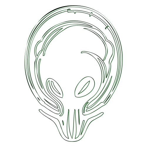 Alien outline sketch green Royalty Free Vector Image