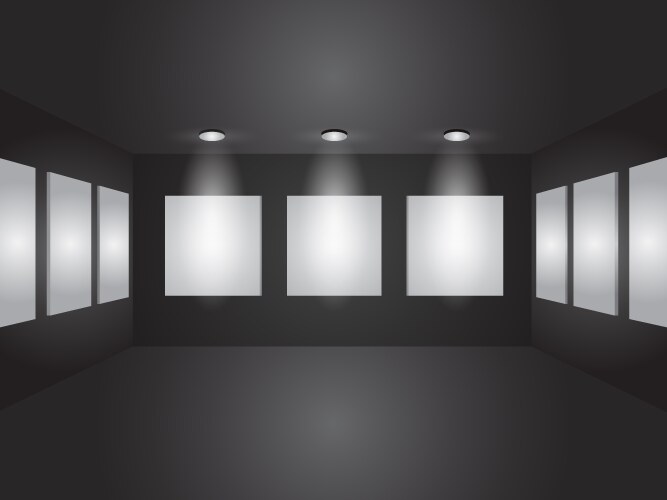Empty gallery with blank picture frames Royalty Free Vector