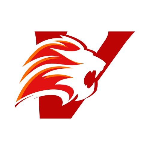 Fire lion head esport logo set premium Royalty Free Vector