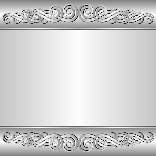 Silver background with antique ornaments and frame
