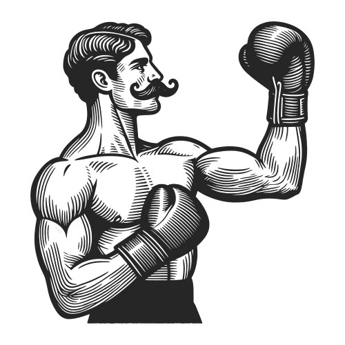 Vintage boxer with gloves sketch Royalty Free Vector Image