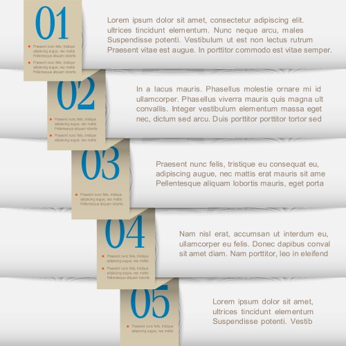 White paper numbered banners Royalty Free Vector Image