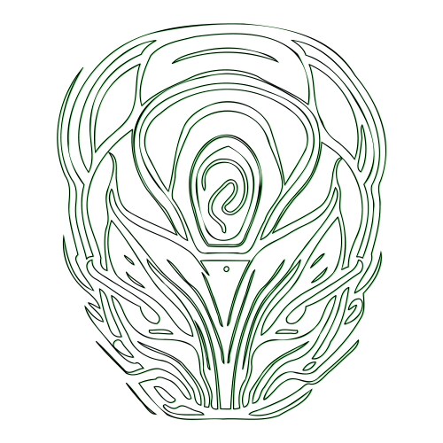 Alien outline sketch green Royalty Free Vector Image