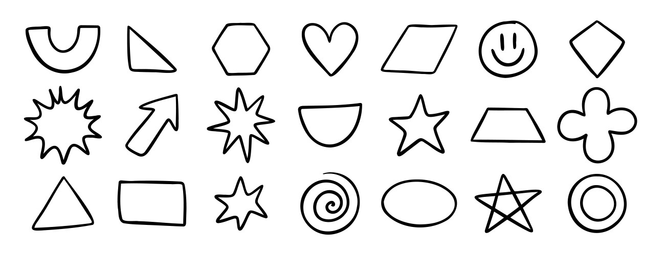 Doodle Geometric Shapes - Math Icons Royalty Free Vector