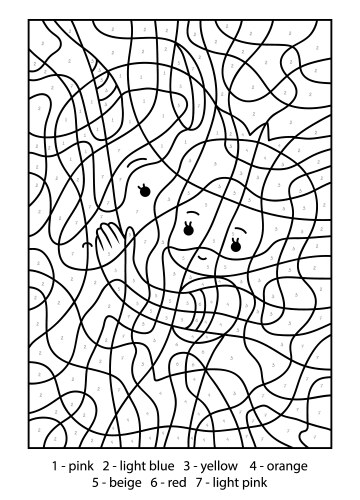 Color by number fairy tales rapunzel in the tower Vector Image