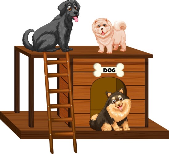 Preposition wordcard with dog on table Royalty Free Vector