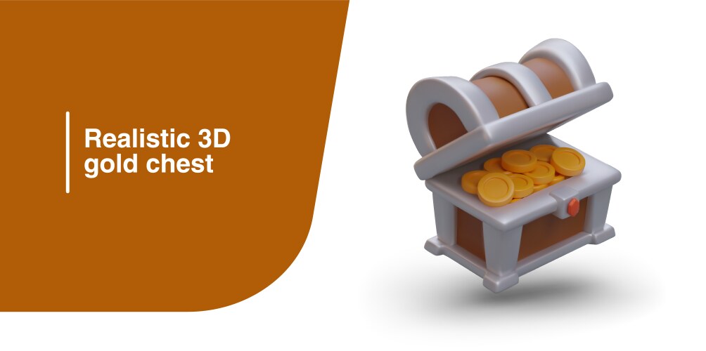 Game surrender concept 3d chest with gold cannon Vector Image