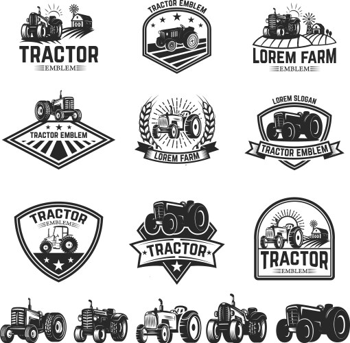 Farm labels with tractor Royalty Free Vector Image