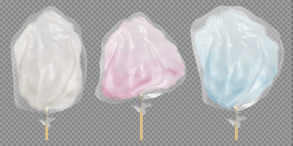 Cotton candy sugar clouds 3d icon set Royalty Free Vector
