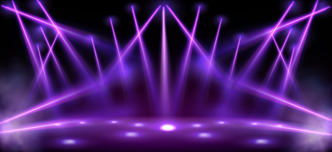 Various stage lights in the dark spotlight Vector Image