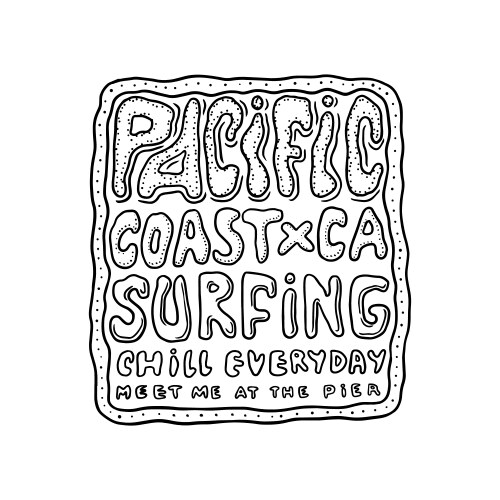 Surfing lettering sign summer surf surface water Vector Image