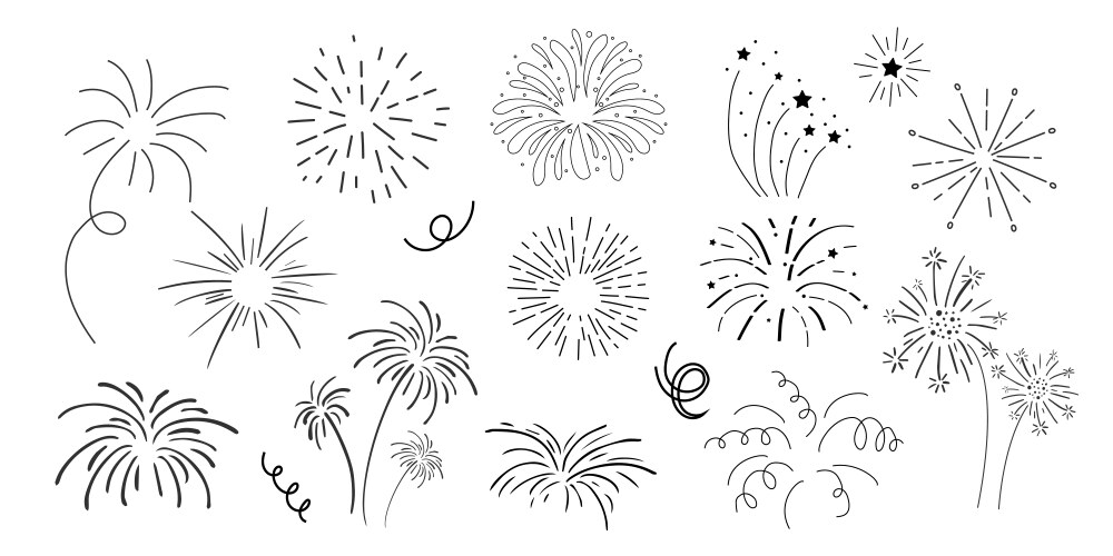 Fireworks Line Drawing Vector Images (over 4,300)