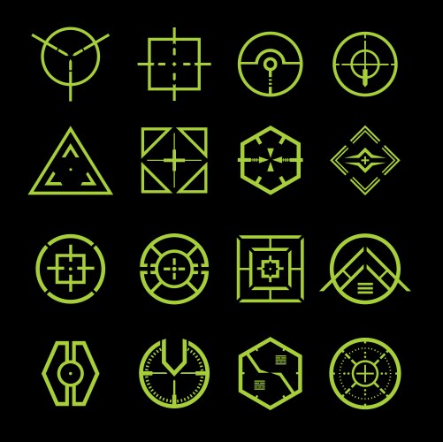 Set isolated aim or game crosshair target Vector Image