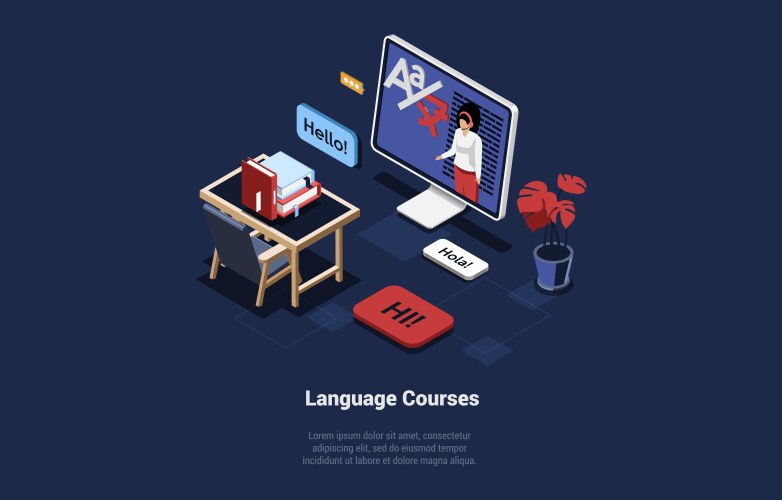 Online language courses Royalty Free Vector Image