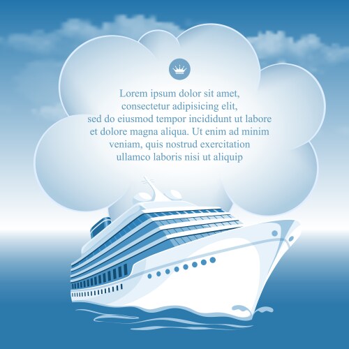 Cruise ship and clear blue water tourism Vector Image
