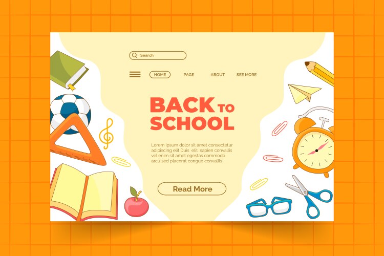 Hand drawn back to school landing page template Vector Image