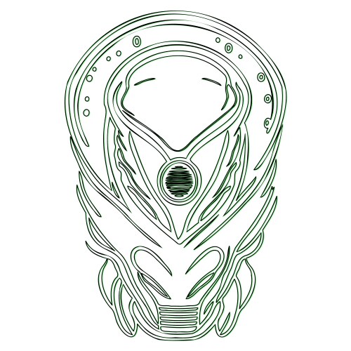 Alien outline sketch green Royalty Free Vector Image