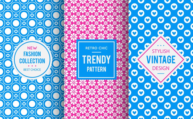 Retro different seamless patterns tiling Vector Image