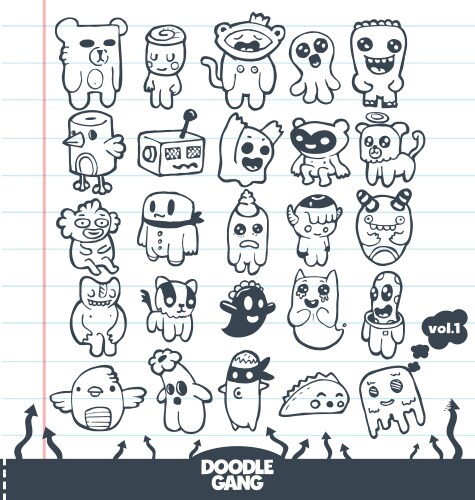 Doodle graffiti monsters set Royalty Free Vector Image