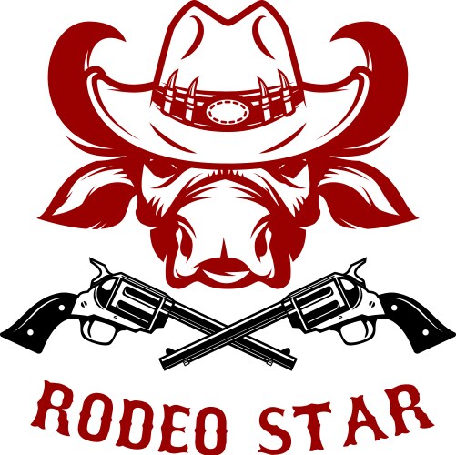 Rodeo cowboy texas longhorn bull Royalty Free Vector Image