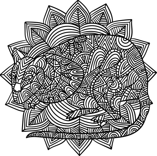 Mouse animal coloring page for adults Royalty Free Vector
