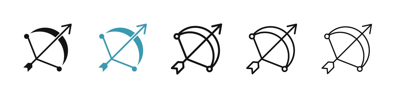 Bow arrow icon set archery and symbol Royalty Free Vector