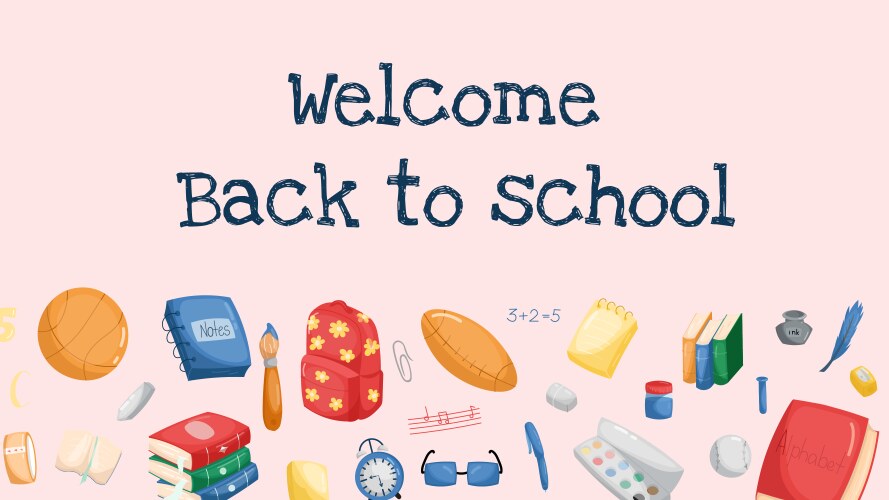 Children cute school poster back Royalty Free Vector Image