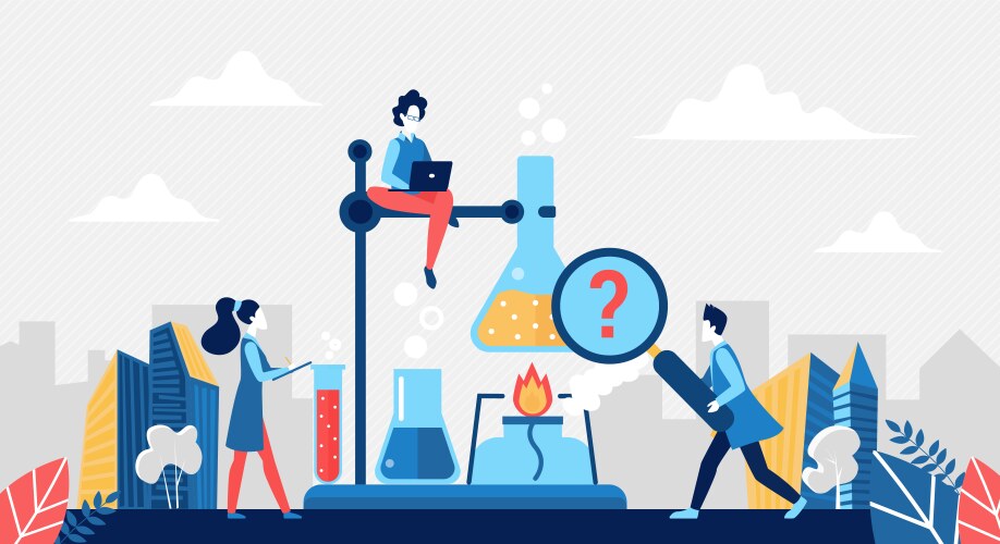 Science people characters chemistry biology Vector Image