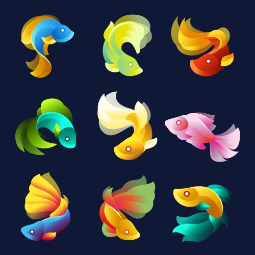 Sea fish tropical colorful aquarium creatures set Vector Image
