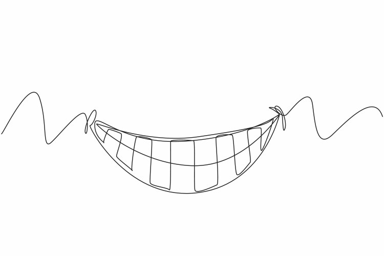 Single one line drawing laughing mouth showing Vector Image
