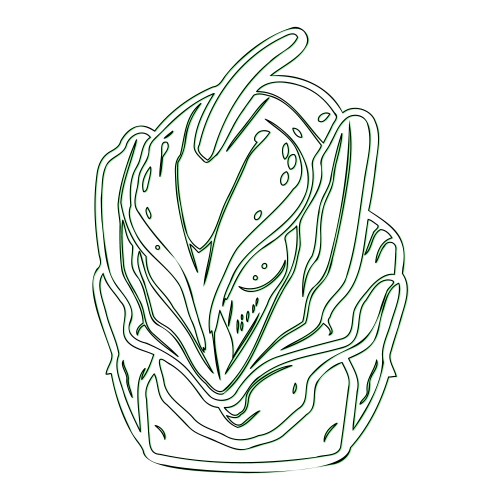 Alien outline sketch green Royalty Free Vector Image