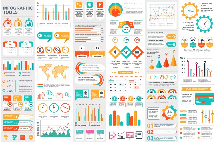Bundle infographic elements data visualization Vector Image
