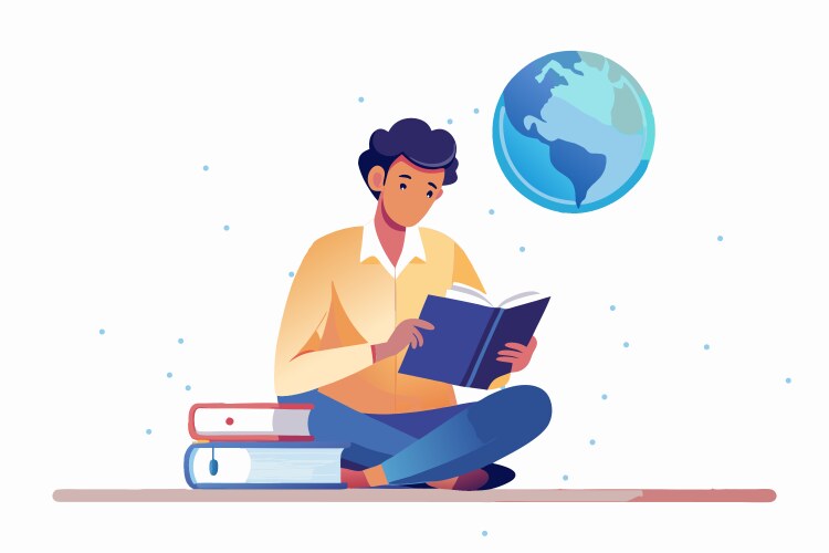 Students group people learning education Vector Image