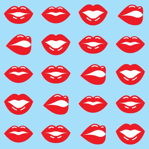 Lips kiss red pink and black glossy icon Vector Image