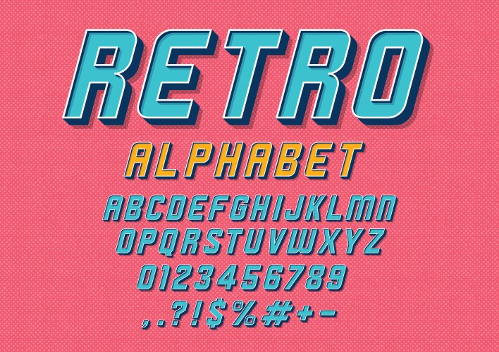 Retro font Royalty Free Vector Image - VectorStock