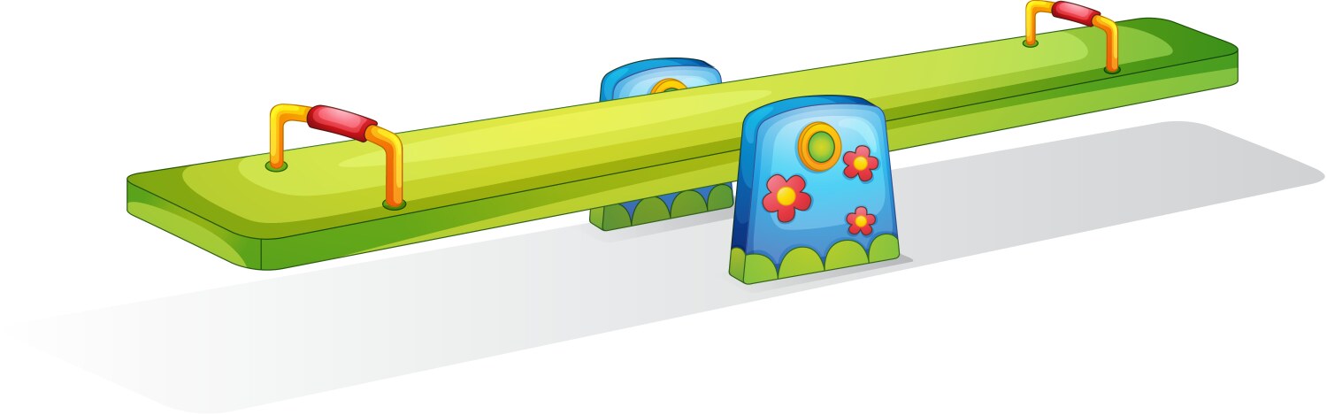 Funny two kids cartoon playing see saw Royalty Free Vector