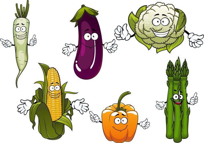 Comic vegetables group cartoon Royalty Free Vector Image