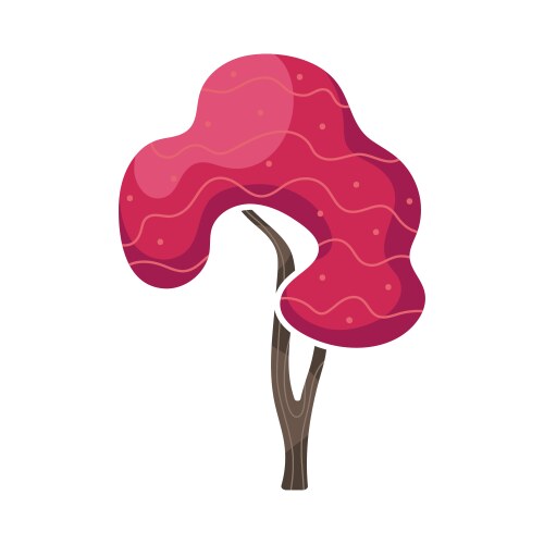 Cartoon flat red tree clipart cute element Vector Image