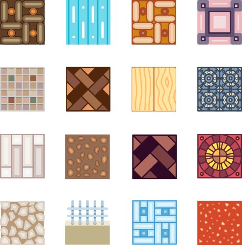 Realistic ceramic floor tiles icon set Royalty Free Vector