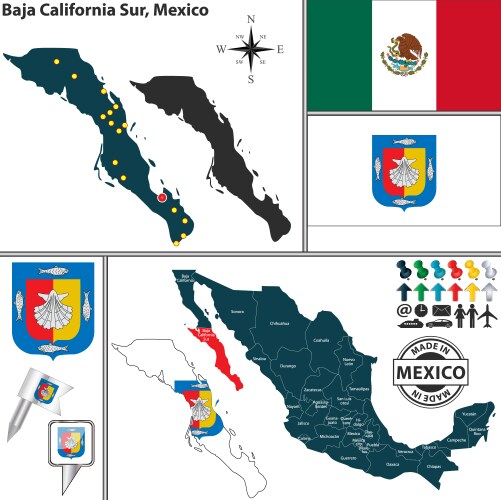 Map state california usa Royalty Free Vector Image