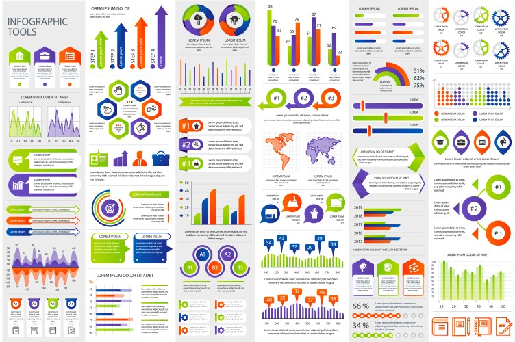 Bundle infographic elements data visualization Vector Image