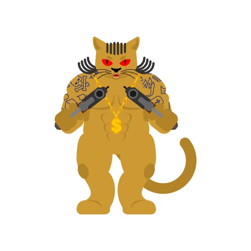 Cat gang set gangsta angry pet bully member Vector Image