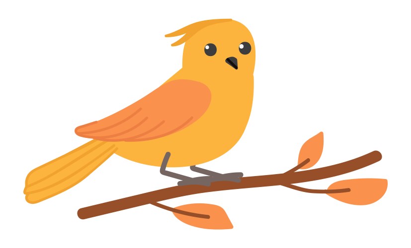 Cartoon bird on a tree branch Royalty Free Vector Image