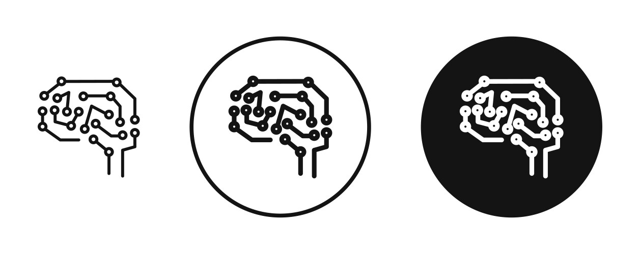 Brain circuit icon set ai symbol artificial Vector Image