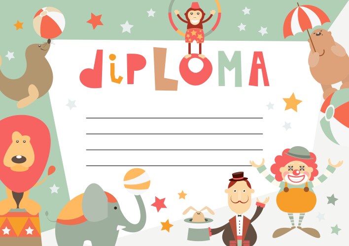 Kids diploma certificate with cartoon insects Vector Image